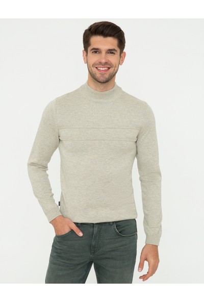 Kum Slim Fit Yarım Balıkçı Yaka Triko Kazak 50248534-VR123