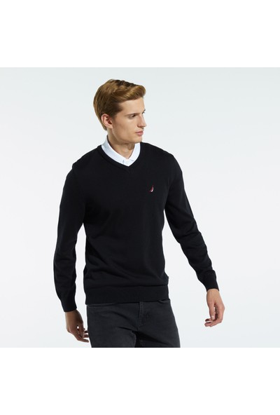 Nautica Erkek Siyah Uzun Kollu V Yaka Triko SC17552T.0TB