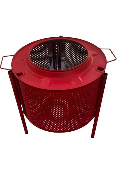 Mutfak Kapında Ateş Çukuru Altı Kapalı Kulplu Model Bahçe Şöminesi Kırmızı Mutfak Kapında Ateş Çukuru Altı Kapalı Kulplu Model Bahçe Şöminesi Kırmızı