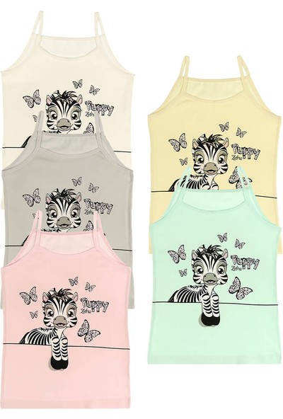 Donella 5'li Renkli Zebra Baskılı Kız Çocuk Atlet - 4371ZS Donella 5'li Renkli Zebra Baskılı Kız Çocuk Atlet - 4371ZS
