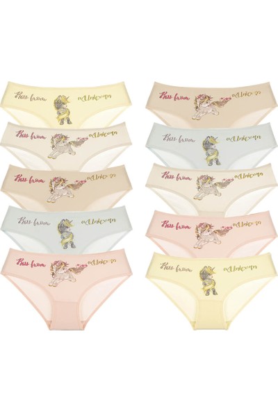 Donella 10'lu Renkli Unicorn Baskılı Kız Çocuk Külot - 4171JF