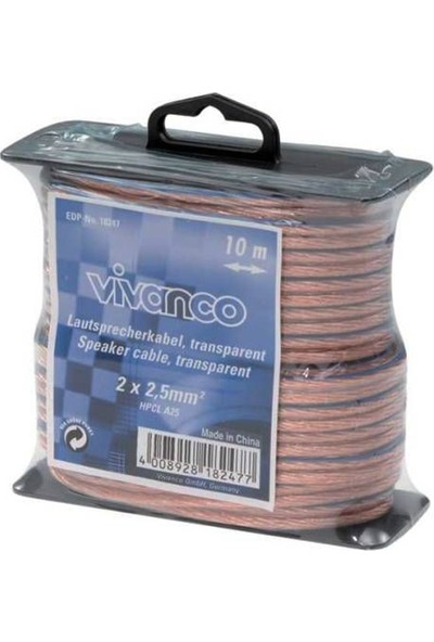 Vivanco Hoparlör Kablosu 18247 Şeffaf 2 x 2,5 Mm2 10 mt Vivanco Hoparlör Kablosu 18247 Şeffaf 2 x 2,5 Mm2 10 mt
