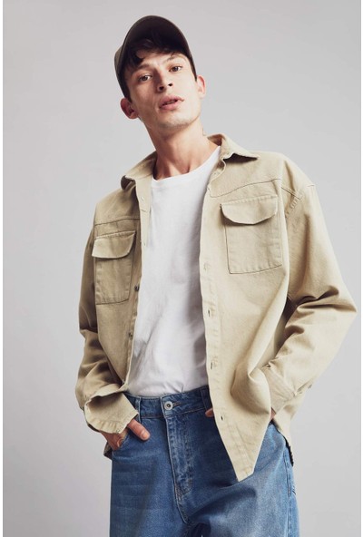 DeFacto Oversize Fit Uzun Kollu Jean Gömlek Ceket T0050AZ21AU