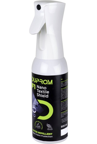 Duprom F1 Nano Textile Shield - Su İtici - Elbise, Ayakkabı, Ceket, Araç ve Tüm Tekstil Yüzeyler 500 ml