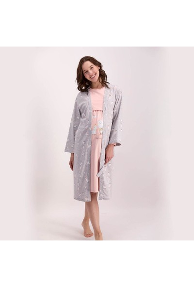 Pierre Cardin Lohusa Gecelik Sabahlık Takımı Pudra