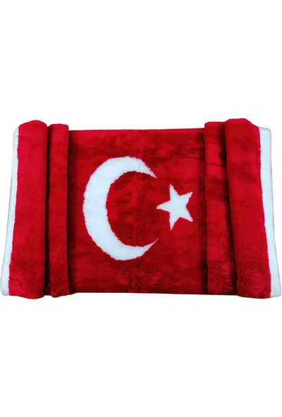 Team Car Torpido Örtüsü Türk Bayrağı Desenli Kırmızı Peluş
