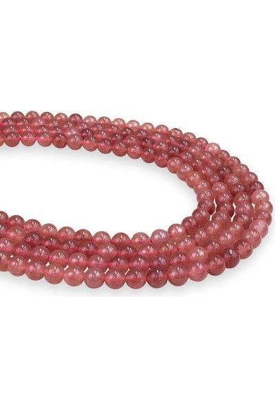 Dünya Doğal Taş 8 mm Çilek Kuvars Doğal Taş Dizi