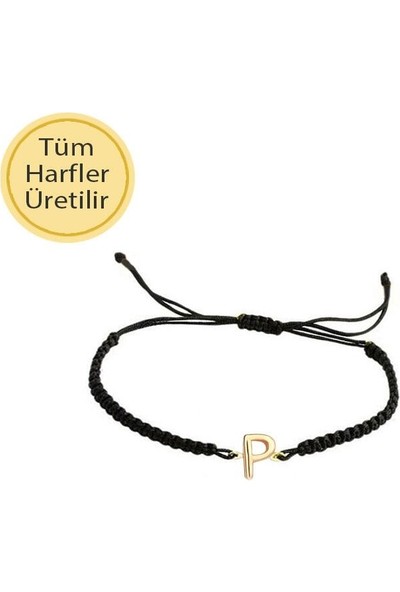 Engingold Ip Örgü 14 Ayar Altın P Harfli Bileklik Engingold Ip Örgü 14 Ayar Altın P Harfli Bileklik