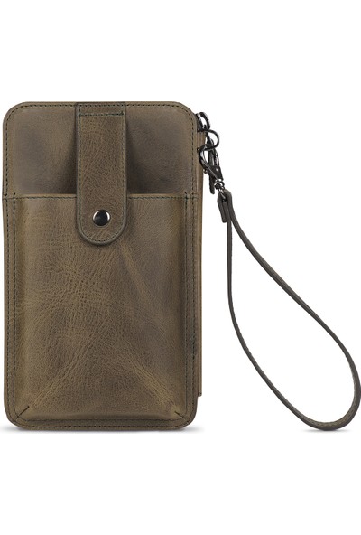 Otto Angelino - Ottana Deri Çanta – Unisex - Haki