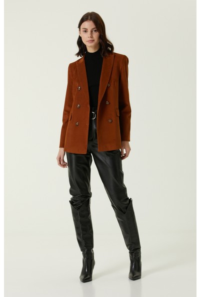 Network Regular Fit Açık Kahverengi Kruvaze Ceket