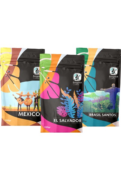 Bongardi Coffee Meksika El Salvador Santos Filtre Kahve 3 x 200 gr Bongardi Coffee Meksika El Salvador Santos Filtre Kahve 3 x 200 gr
