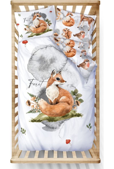 Tuğba Kuğu İsme Özel Pamuk Saten Bebek Nevresim Takımı - For Baby