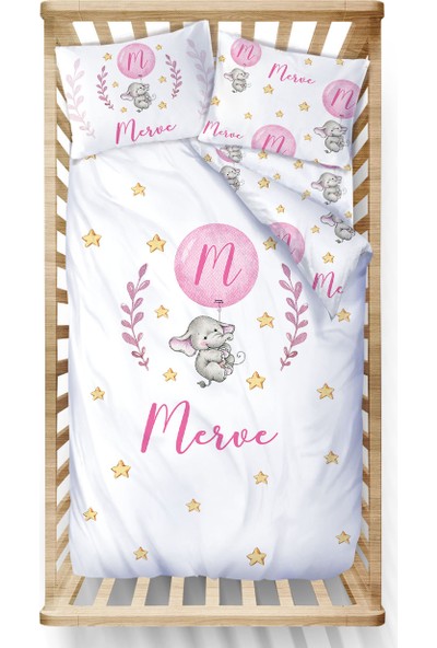 Tuğba Kuğu İsme Özel Pamuk Saten Bebek Nevresim Takımı - For Baby