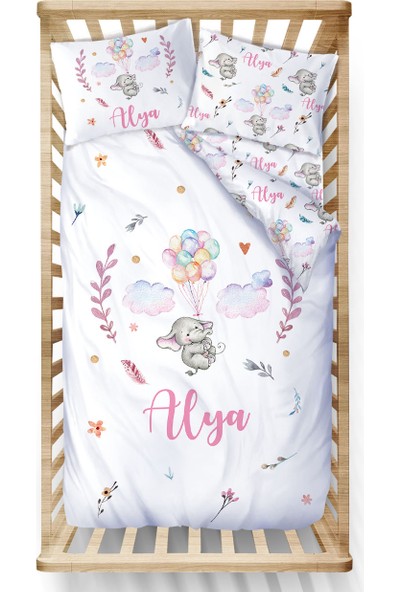 Tuğba Kuğu İsme Özel Pamuk Saten Bebek Nevresim Takımı - For Baby Tuğba Kuğu İsme Özel Pamuk Saten Bebek Nevresim Takımı - For Baby
