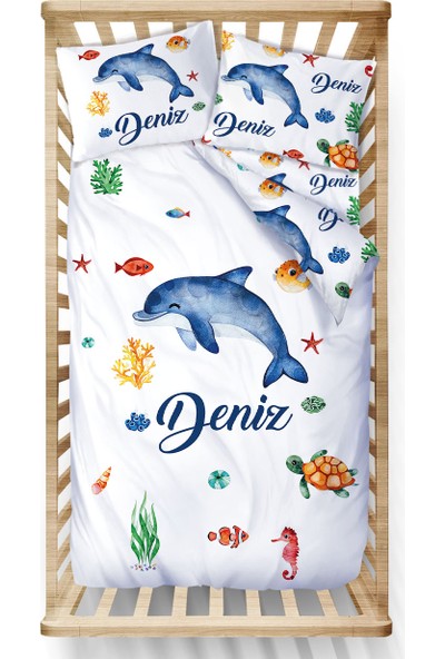 Tuğba Kuğu İsme Özel Pamuk Saten Bebek Nevresim Takımı - For Baby