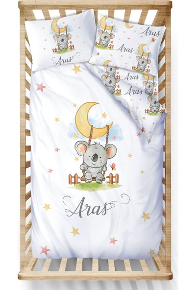 Tuğba Kuğu İsme Özel Pamuk Saten Bebek Nevresim Takımı - For Baby