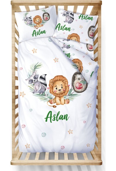 Tuğba Kuğu İsme Özel Pamuk Saten Bebek Nevresim Takımı - For Baby Tuğba Kuğu İsme Özel Pamuk Saten Bebek Nevresim Takımı - For Baby