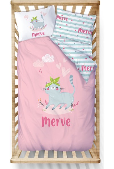 Tuğba Kuğu İsme Özel Pamuk Saten Bebek Nevresim Takımı - For Baby