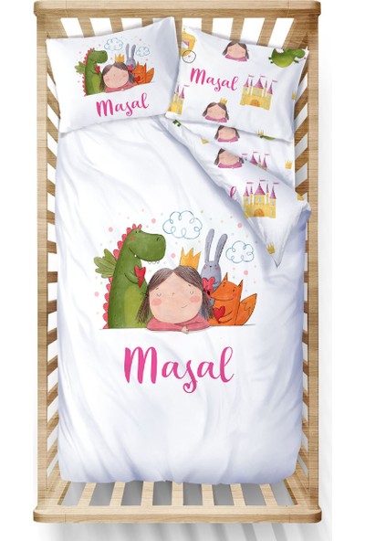 Tuğba Kuğu İsme Özel Pamuk Saten Bebek Nevresim Takımı - For Baby