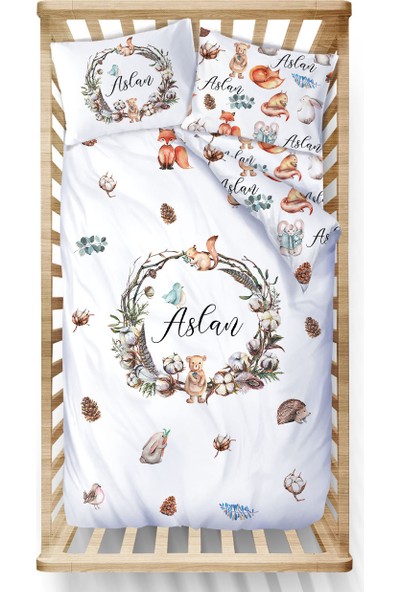 Tuğba Kuğu İsme Özel Pamuk Saten Bebek Nevresim Takımı - For Baby