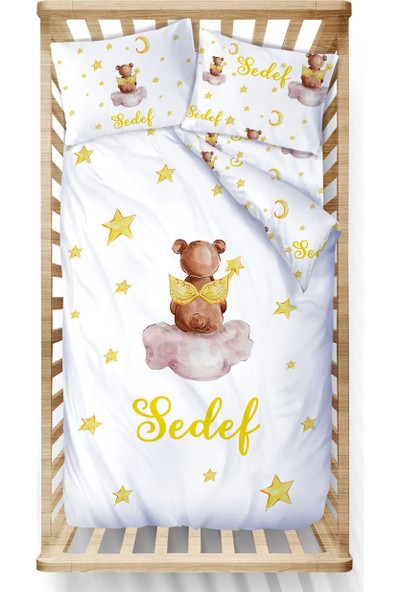 Tuğba Kuğu İsme Özel Pamuk Saten Bebek Nevresim Takımı - For Baby Tuğba Kuğu İsme Özel Pamuk Saten Bebek Nevresim Takımı - For Baby