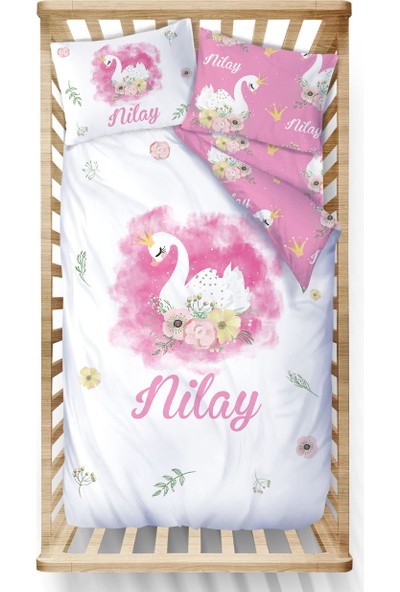 Tuğba Kuğu İsme Özel Pamuk Saten Bebek Nevresim Takımı - For Baby
