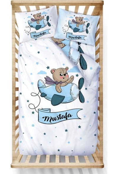 Tuğba Kuğu İsme Özel Pamuk Saten Bebek Nevresim Takımı - For Baby