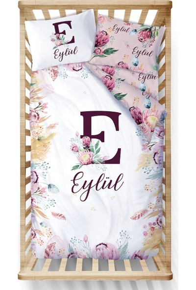 Tuğba Kuğu İsme Özel Pamuk Saten Bebek Nevresim Takımı - For Baby