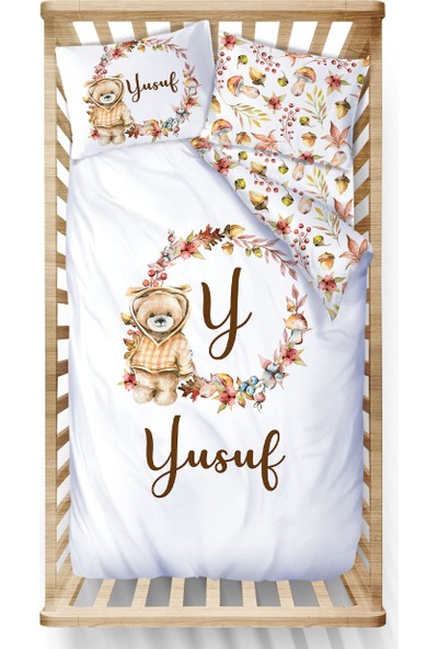 Tuğba Kuğu İsme Özel Pamuk Saten Bebek Nevresim Takımı - For Baby Tuğba Kuğu İsme Özel Pamuk Saten Bebek Nevresim Takımı - For Baby