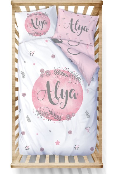 Tuğba Kuğu İsme Özel Pamuk Saten Bebek Nevresim Takımı - For Baby