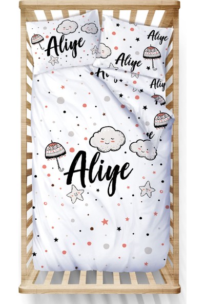 Tuğba Kuğu İsme Özel Pamuk Saten Bebek Nevresim Takımı - For Baby