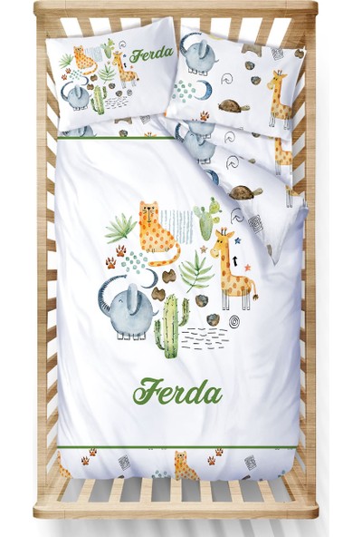 Tuğba Kuğu İsme Özel Pamuk Saten Bebek Nevresim Takımı - For Baby