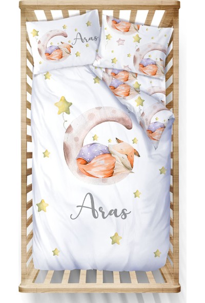 Tuğba Kuğu İsme Özel Pamuk Saten Bebek Nevresim Takımı - For Baby