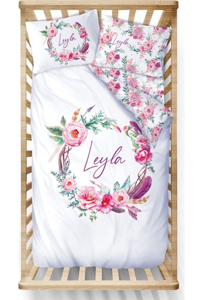 Tuğba Kuğu İsme Özel Pamuk Saten Bebek Nevresim Takımı - For Baby Tuğba Kuğu İsme Özel Pamuk Saten Bebek Nevresim Takımı - For Baby