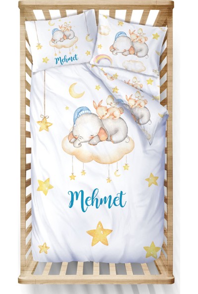 Tuğba Kuğu İsme Özel Pamuk Saten Bebek Nevresim Takımı - For Baby