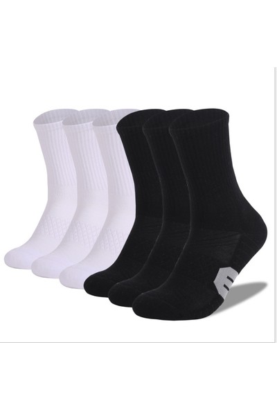 Xinkerui 6 Çift Dış Mekan Orta Tüplü Spor Çorapları, Kalın Havlu Tabanlı Yürüyüş Çorapları Ter Emici Spor Koşu Çorapları (Yurt Dışından)