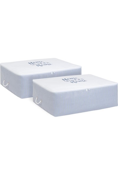 Ocean Home 2'li Lacivert Çizgili Baza Altı Hurç SET//62X46X22