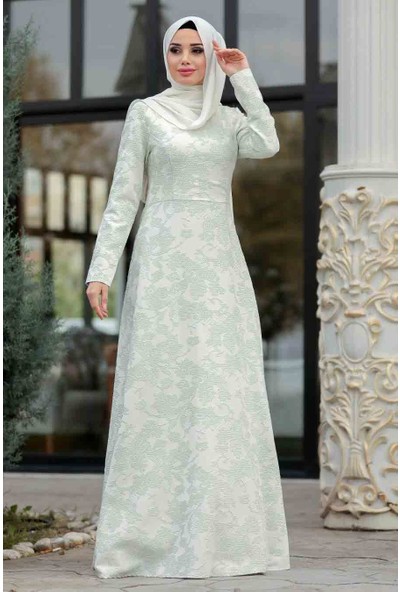 Neva Style Neva Style - Desenli Mint Tesettür Abiye Elbise 2651MINT Neva Style Neva Style - Desenli Mint Tesettür Abiye Elbise 2651MINT