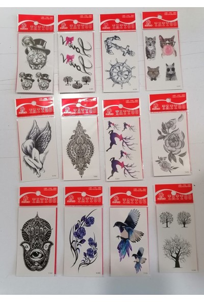 Enhavalı Kanat 12 Adet Birden Yapıştırma Geçici Dövme Yapma Seti Enhavalı Kanat 12 Adet Birden Yapıştırma Geçici Dövme Yapma Seti
