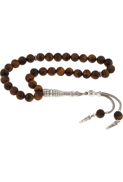 Gumush Doğaltaş Metal Püsküllü Kaplangözü Taşı Tesbih