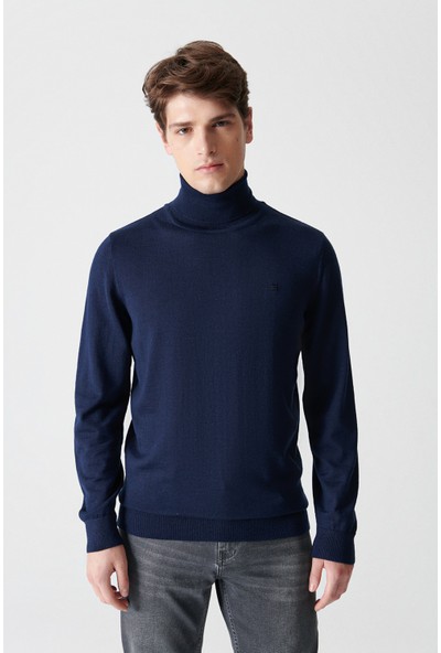 Avva Erkek Lacivert Tam Balıkçı Yaka Düz Kazak A12B5005 Avva Erkek Lacivert Tam Balıkçı Yaka Düz Kazak A12B5005