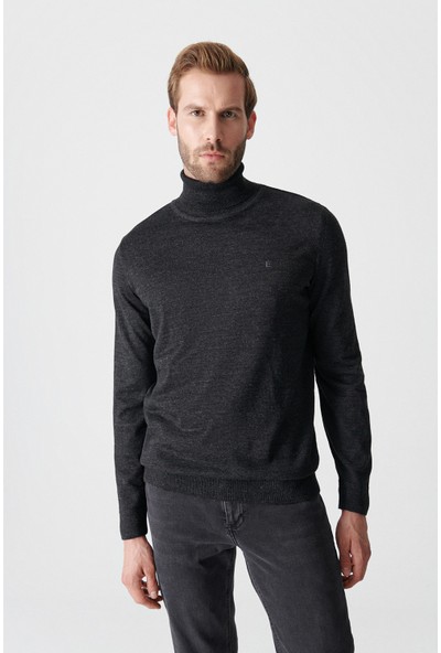 Avva Erkek Antrasit Tam Balıkçı Yaka Düz Kazak A12B5005