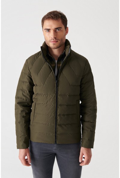 Avva Erkek Haki Dik Yaka Yandan Cepli Kapitone Mont A12Y6039 Avva Erkek Haki Dik Yaka Yandan Cepli Kapitone Mont A12Y6039