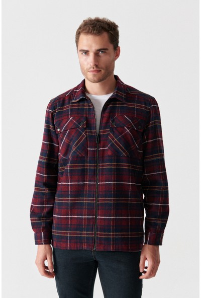 Avva Erkek Bordo Klasik Yaka Fermuarlı Astarlı Ceket Mont A12Y6064