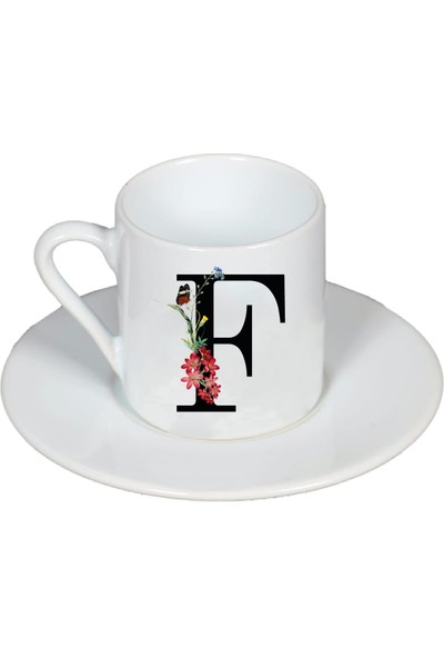 Develi Baskı egzotik F Harfli Kahve Fincanı