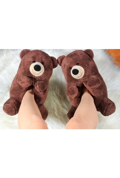 Pufyzoo Kahve Sevimli Ayıcık Kadın Panduf