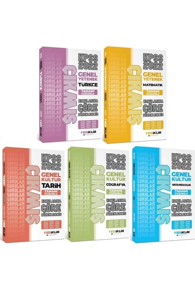 Yediiklim Yayınları 2022 Kpss Gy-Gk Konularına Göre Çıkmış Sorular Çözümlü 5 Li Set