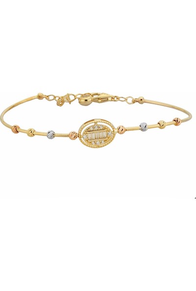 Goldium altın Dorika Toplu Baget Taşlı Bilezik