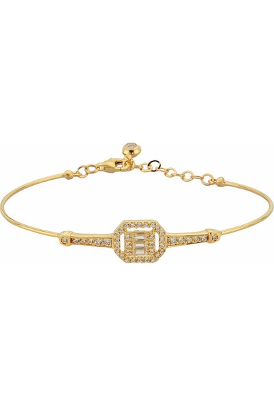Goldium Altın Baget Taşlı Bilezik