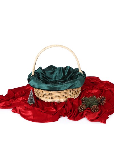 Harmoni Fashion Yılbaşı Hediye Sepeti Hasır Yeşil Kadife Iç Örtülü Harmoni Fashion Yılbaşı Hediye Sepeti Hasır Yeşil Kadife Iç Örtülü